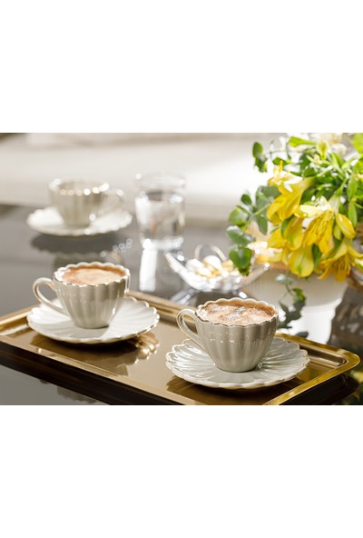 English Home Maria Porselen 6'lı Kahve Fincan Takımı 80 ml Bej