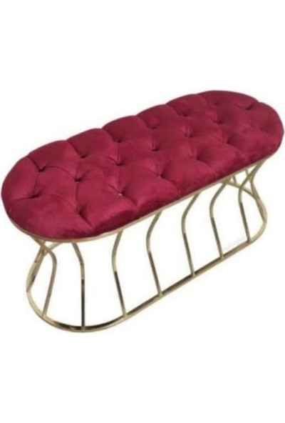 Alda Gelsin Bordo Metal Ayaklı Lüks Puf Bench Gold Ayak Alda Gelsin Bordo Metal Ayaklı Lüks Puf Bench Gold Ayak
