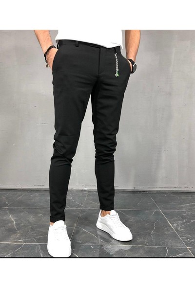 Dark Lavish  ıtalyan Kesim Slim Fit Siyah Keten Pantolon Dark Lavish  ıtalyan Kesim Slim Fit Siyah Keten Pantolon