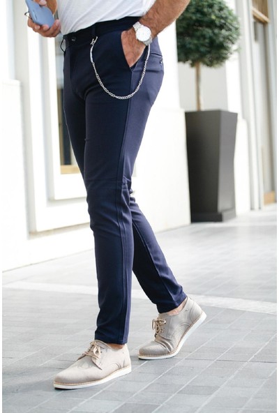 Dark Lavish ıtalyan Kesim Slim Fit Lacivert Keten Pantolon Dark Lavish ıtalyan Kesim Slim Fit Lacivert Keten Pantolon