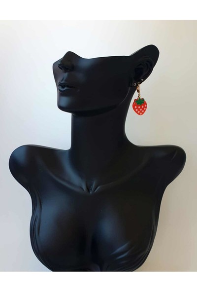 Eva Takı Çilek Sallantılı Altın Kaplama Küpe