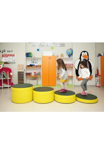 İşbir Denge Kütük Seti 4 Parça Yeşil-Sarı