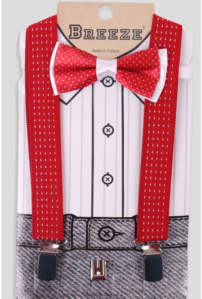 Breeze Erkek Çocuk Papyonlu Pantolon Askısı Kırmızı (1-10 Yaş)