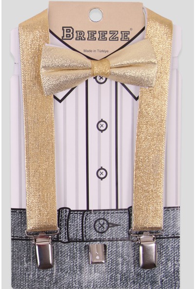 Breeze Erkek Çocuk Papyonlu Pantolon Askısı Gold (1-10 Yaş)