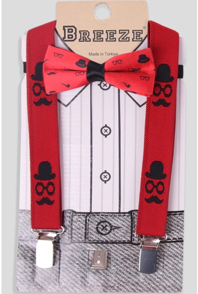 Breeze Erkek Çocuk Papyonlu Pantolon Askısı Kırmızı (1-10 Yaş)