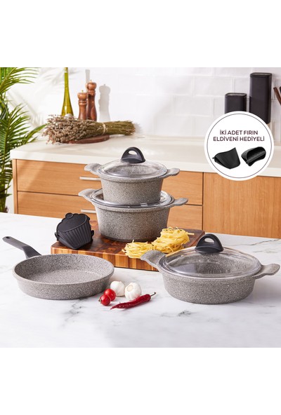 Karaca Bio Granit Brian 9 Parça Döküm Tencere Seti Karaca Bio Granit Brian 9 Parça Döküm Tencere Seti