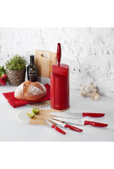 Karaca Retro Kırmızı 6 Parça Bıçak Seti