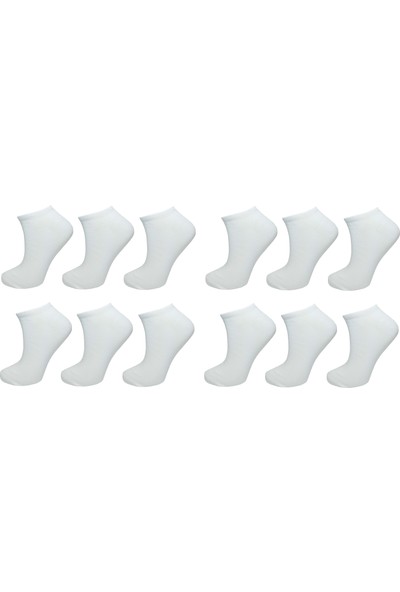 Lara Çorap 12'li Düz Beyaz Kadın Patik Çorap (36-40)