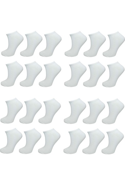 Lara Çorap 24'lü Düz Beyaz Kadın Patik Çorap (36-40)