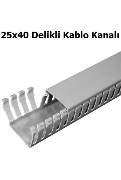 Mutlusan 25X40 Kablo Kanalı (Delikli)(Gri)(2m) 2 Metre