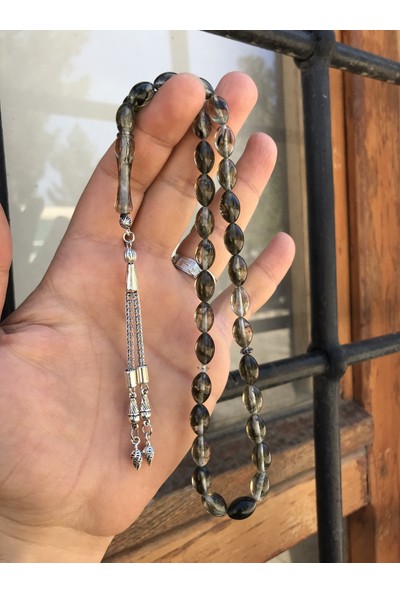 Sultan Telkari Şeffaf Tonda Hareli Toz Kehribar Tesbih