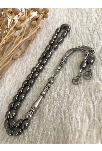 Sultan Telkari Hematit Taşlı Beyzi Kesim Doğal Tesbih