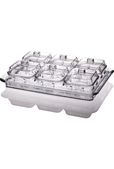 EW's Kitchenware Akrilik Şeffaf Renk 6'Lı Kapaklı Kahvaltılık