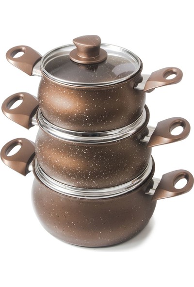 EW's Kitchenware 14-16-18 CM Bronz Renk Granit 3'Lü Güveç Seti EW's Kitchenware 14-16-18 CM Bronz Renk Granit 3'Lü Güveç Seti