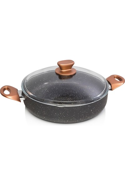 EW's Kitchenware 28 CM Mat Siyah Renk Granit Basık Tencere EW's Kitchenware 28 CM Mat Siyah Renk Granit Basık Tencere