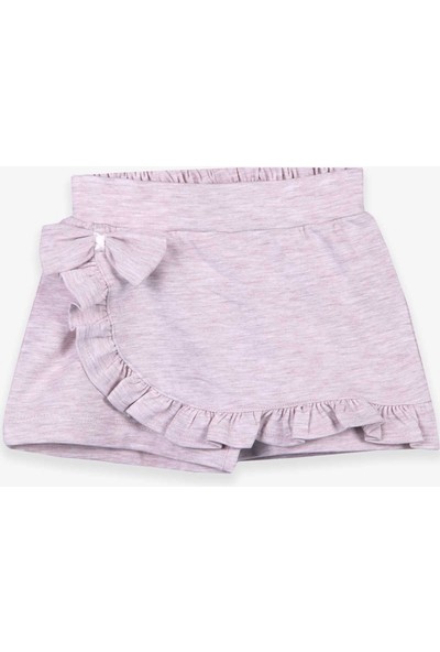 Kız Çocuk Etek Şort Fırfırlı Fiyonklu Bej Melanj (1.5-5 Yaş)