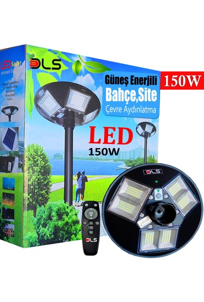 DLS 150W 360 Derece Güneş Enerjili Bahçe Aydınlatma Solar Sokak Lambası Dls DLS 150W 360 Derece Güneş Enerjili Bahçe Aydınlatma Solar Sokak Lambası Dls