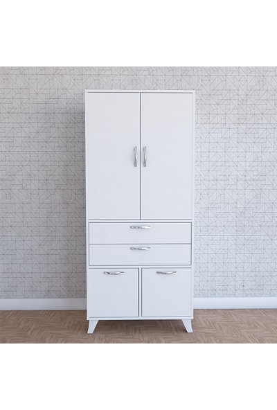 Dienni Beyaz 4 Kapaklı 2 Çekmeceli Dolap 180 x 80 x 40 Dienni Beyaz 4 Kapaklı 2 Çekmeceli Dolap 180 x 80 x 40