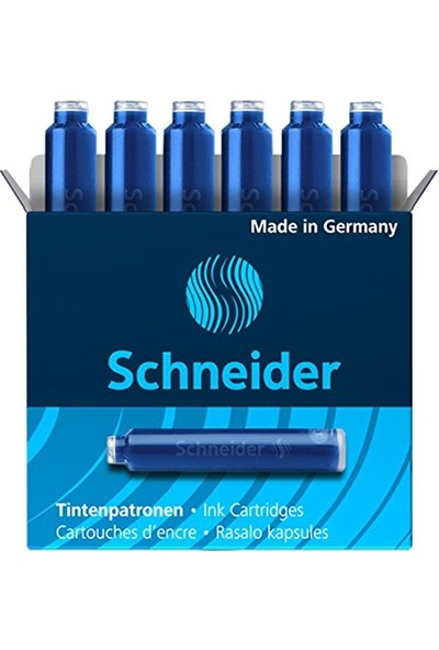 Schneider Dolma Kalem Kartuşu 6'lı Paket Mavi 6603 Schneider Dolma Kalem Kartuşu 6'lı Paket Mavi 6603