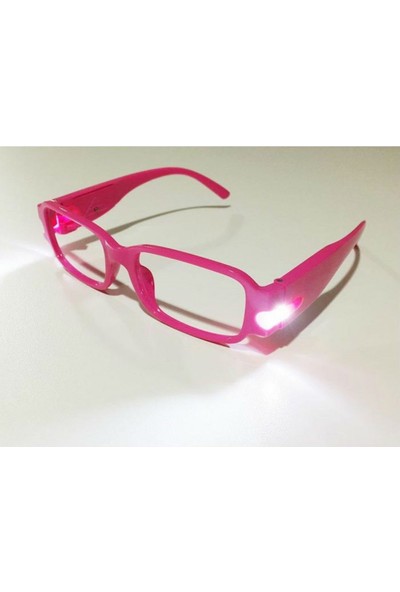 Mobgift Camsız Led Işıklı Unisex KitapOkuma Gözlüğü (Pembe)