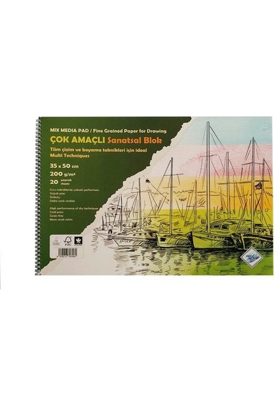 Art Liva Çok Amaçlı Sanatsal Blok Resim Defteri 35X50 cm 200 gr 20 Yaprak
