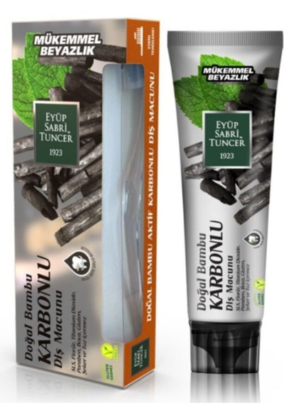 Eyüp Sabri Tuncer Doğal Aktif Bambu Karbonlu Diş Macunu 75 ml + Diş Fırçası Hediyeli Eyüp Sabri Tuncer Doğal Aktif Bambu Karbonlu Diş Macunu 75 ml + Diş Fırçası Hediyeli