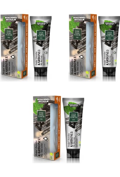 Eyüp Sabri Tuncer Doğal Aktif Bambu Karbonlu Diş Macunu 75 ml + Diş Fırçası Hediyeli x 3 Adet Eyüp Sabri Tuncer Doğal Aktif Bambu Karbonlu Diş Macunu 75 ml + Diş Fırçası Hediyeli x 3 Adet