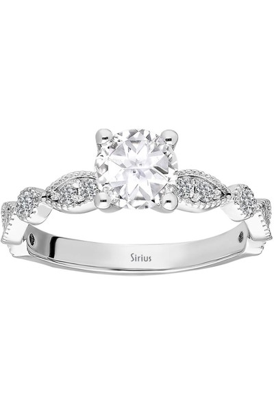 Sirius Toplam 1,20 Karat Pırlanta ve Beyaz Topaz Vintage Tektaş Yüzük 0441R0019