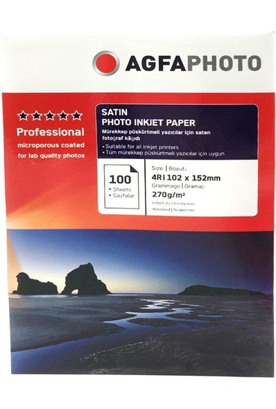 AgfaPhoto 4r Mat Inkjet Fotoğraf Kağıdı 270 Gram 10 x 15 cm AgfaPhoto 4r Mat Inkjet Fotoğraf Kağıdı 270 Gram 10 x 15 cm