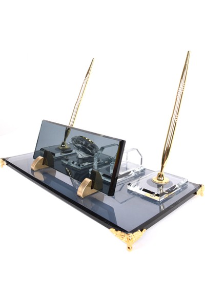 CLK Kişiye Özel Kristal Füme Altın Set Masa İsimliği Premium Şık Ofis Masa İsimlik CLK Kişiye Özel Kristal Füme Altın Set Masa İsimliği Premium Şık Ofis Masa İsimlik
