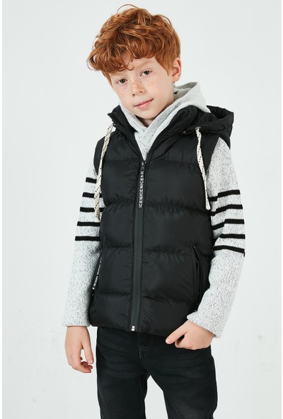Lela Fermuarlı Çıkarılabilir Kapüşonlu Şişme Yelek Erkek Çocuk Yelek 5768002DK