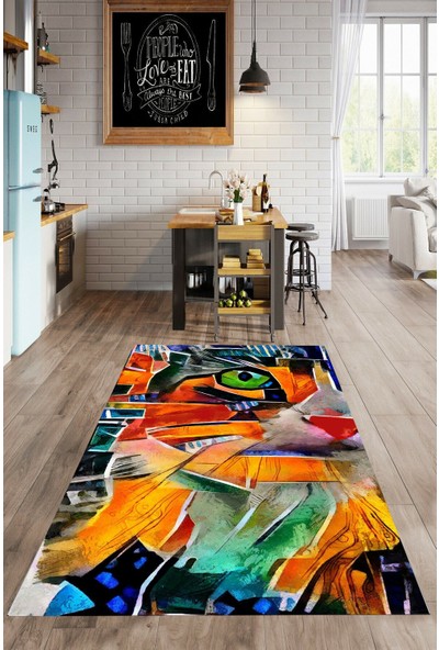 Showy Baby Renkli Kedi Desenli Mutfak Halısı Showy Baby Renkli Kedi Desenli Mutfak Halısı