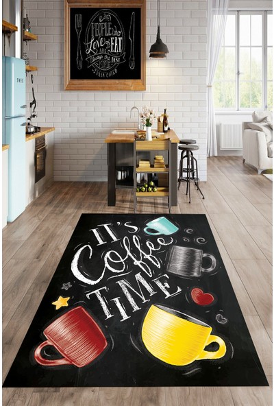 Showy Baby Coffee Time Desenli Lüks Mutfak Halısı Yıkanabilir Showy Baby Coffee Time Desenli Lüks Mutfak Halısı Yıkanabilir
