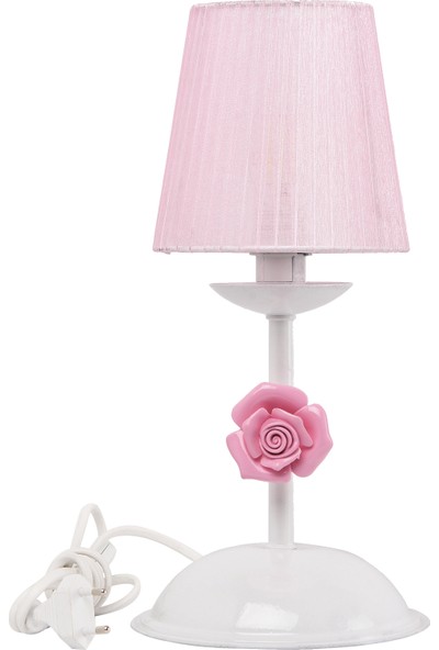 Polat Aydınlatma Samara Abajur Beyaz (Pembe Şapkalı)
