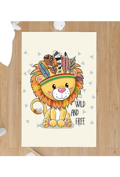 Showy Baby Sevimli Aslan Desenli Çocuk Odası Halısı Showy Baby Sevimli Aslan Desenli Çocuk Odası Halısı