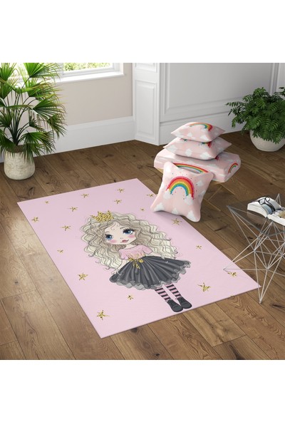 Showy Baby Pembe Prenses Desenli Çocuk Odası Halısı Showy Baby Pembe Prenses Desenli Çocuk Odası Halısı