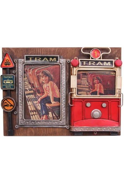 Aydınlı Dekoratif Metal Çerçeve Tramvay Dekorlu Vintage lik Aydınlı Dekoratif Metal Çerçeve Tramvay Dekorlu Vintage lik