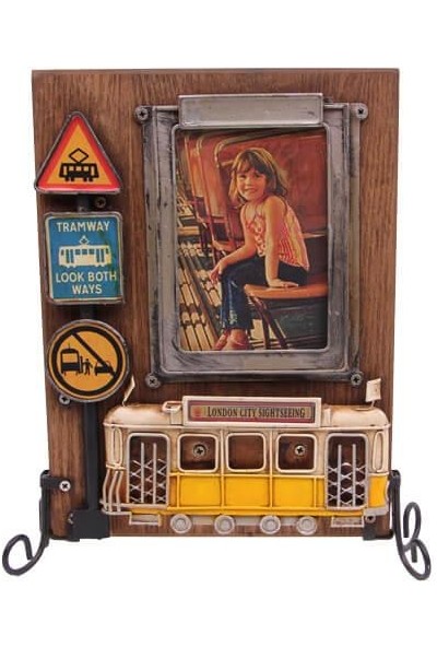 Aydınlı Dekoratif Metal Çerçeve Tramvay Dekorlu Vintage lik Aydınlı Dekoratif Metal Çerçeve Tramvay Dekorlu Vintage lik
