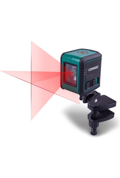 Vonroc Çapraz Çizgi Lazeri – Kırmızı – Kendiliğinden Yayılan – 10 Metre – Dahil. Montaj Braketi, Saklama Çantası