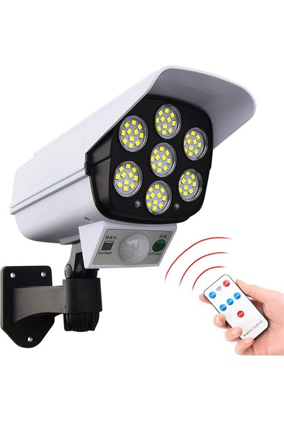 Gaman 77 LED Hareket Sensörlü Kumandalı Güneş Enerjili LED Solar Bahçe Lambası Armatürü Sahte Kamera Gaman 77 LED Hareket Sensörlü Kumandalı Güneş Enerjili LED Solar Bahçe Lambası Armatürü Sahte Kamera