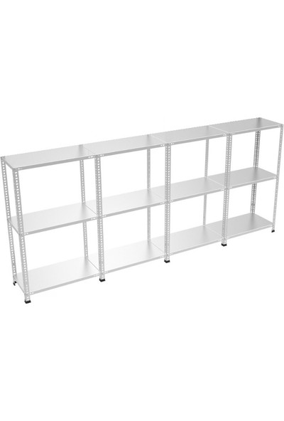 Rafburada 3 Katlı 4 Lü Bitişik Çelik Raf