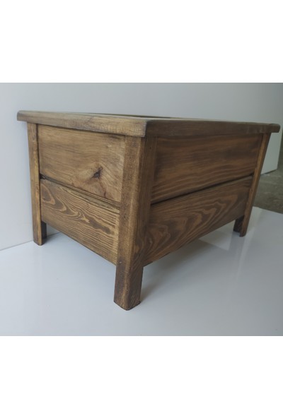 Ahşap Saksı Dış Mekan Çiçeklik Ahşap Dekoratif Saksılık Kahverengi