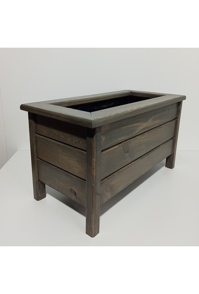 Ahşap Saksı Dış Mekan Çiçeklik Ahşap Dekoratif Saksılık Antik Kahve(60*30)+