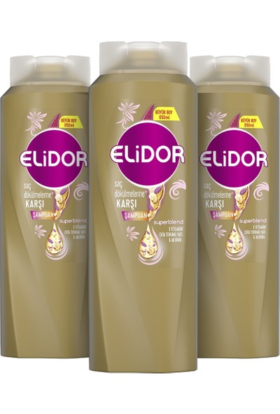 Elidor Saç Bakım Şampuanı Saç Dökülmesine Karşı Şampuan 650 ml X3