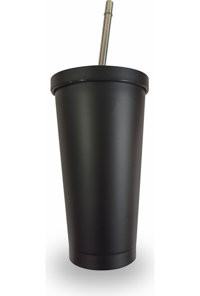 Tasarım Evi Çift Katmanlı Çelik 500 ml Pipetli Termos Bardak