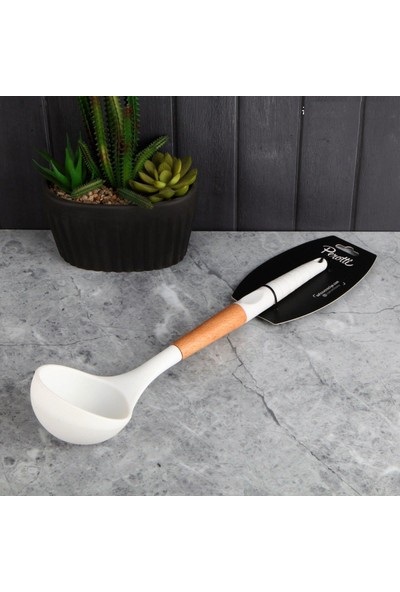 Perotti Silikon Bambu Saplı Beyaz Kepçe 12502 Perotti Silikon Bambu Saplı Beyaz Kepçe 12502