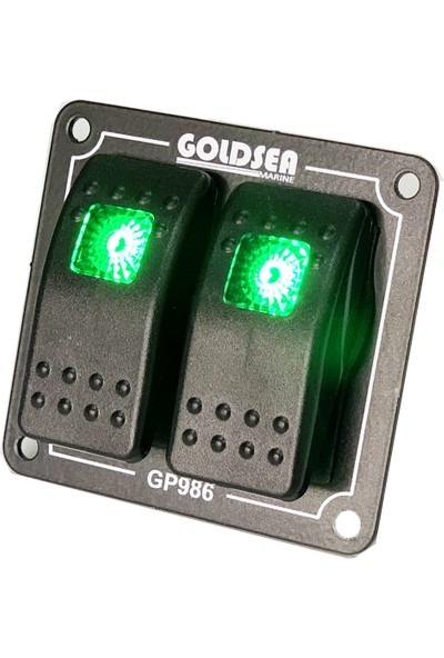 Goldsea 2 Anahtar Switch Panel Slim Model Tekne Karavan 12-24V Goldsea 2 Anahtar Switch Panel Slim Model Tekne Karavan 12-24V
