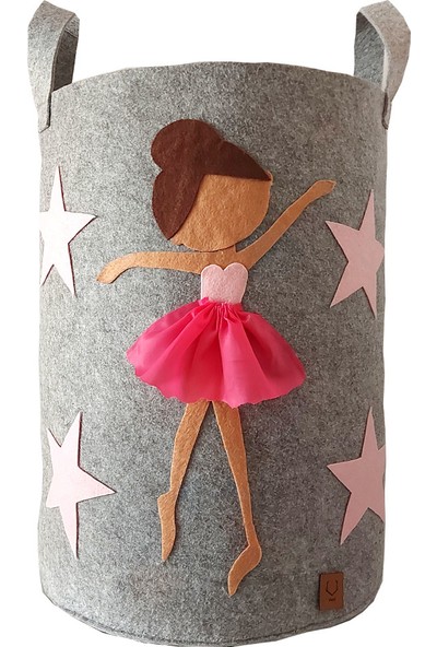 Woll Tasarım Sevimli Balerin Çocuk Bebek Odası Oyuncak Çamaşır Sepeti 40X50 cm