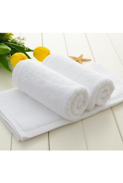 Kayabey %100 Pamuk El Yüz Havlusu 6'lı Beyaz Havlu Seti 30 x 50 cm.