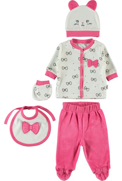 Civil Baby Kız Bebek 5'li Zıbın Takımı Yenidoğan Fuşya